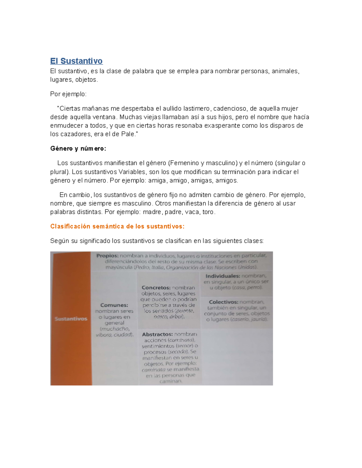 El Sustantivo y adjetivo - El Sustantivo El sustantivo, es la clase de ...