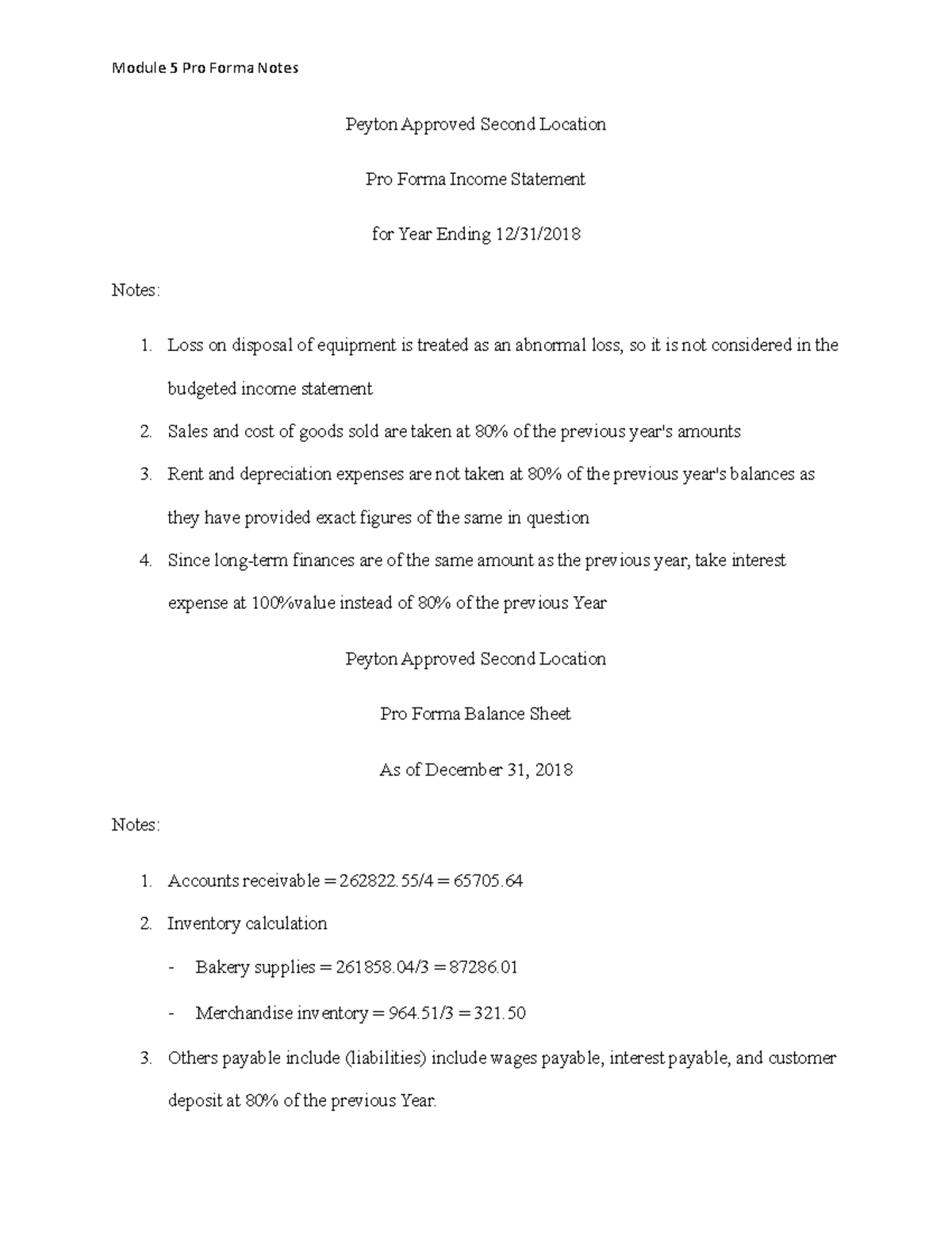 Mod 7 proforma notes - Module 5 Pro Forma Notes Peyton Approved Second ...