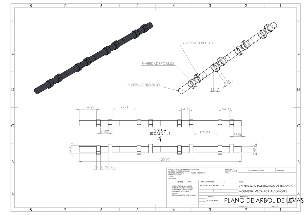 Plano DE Arbol DE Levas - ... - R VERDADERO20, R VERDADERO25, R ...