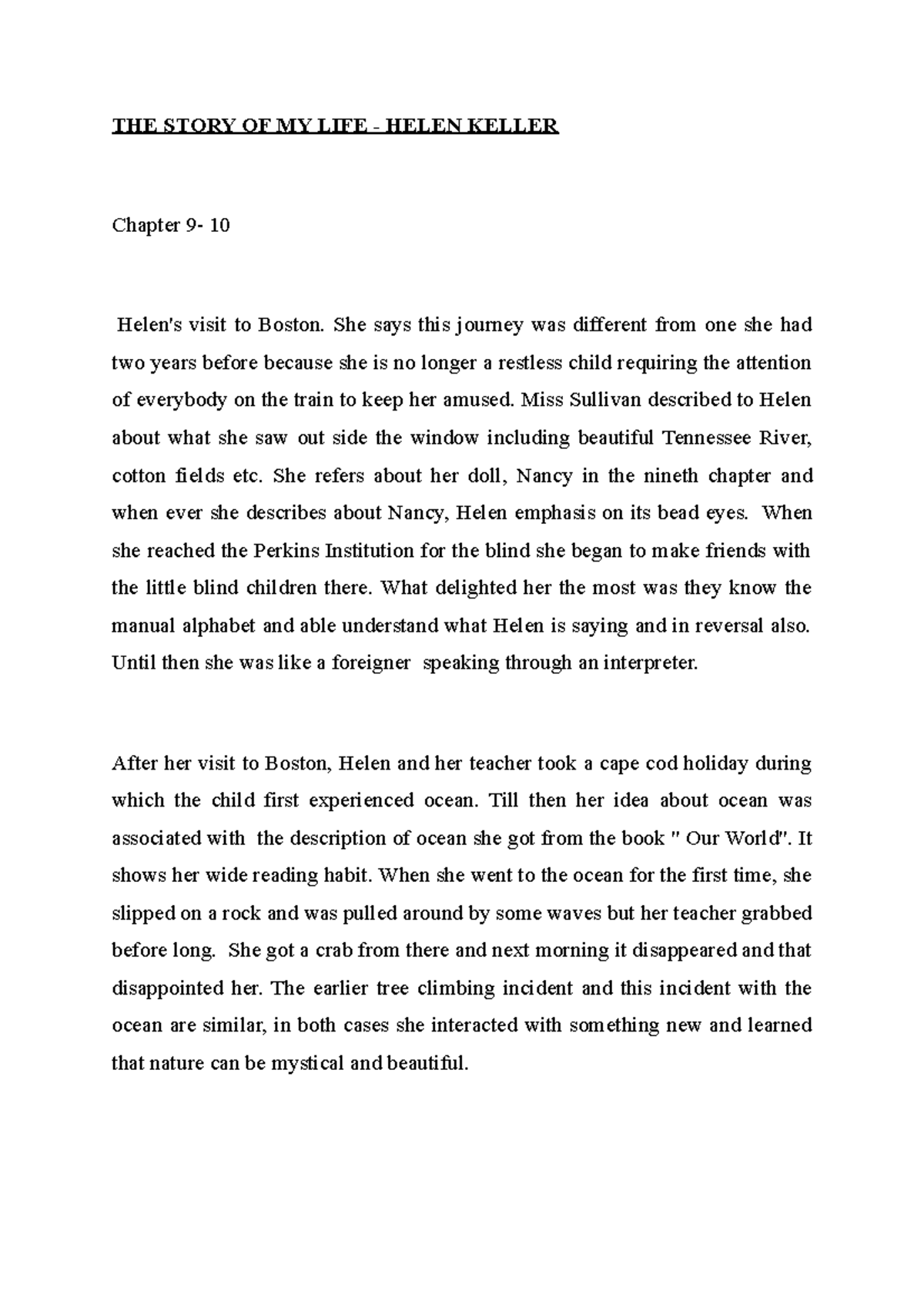 THE Story OF MY LIFE - THE STORY OF MY LIFE - HELEN KELLER Chapter 9 ...