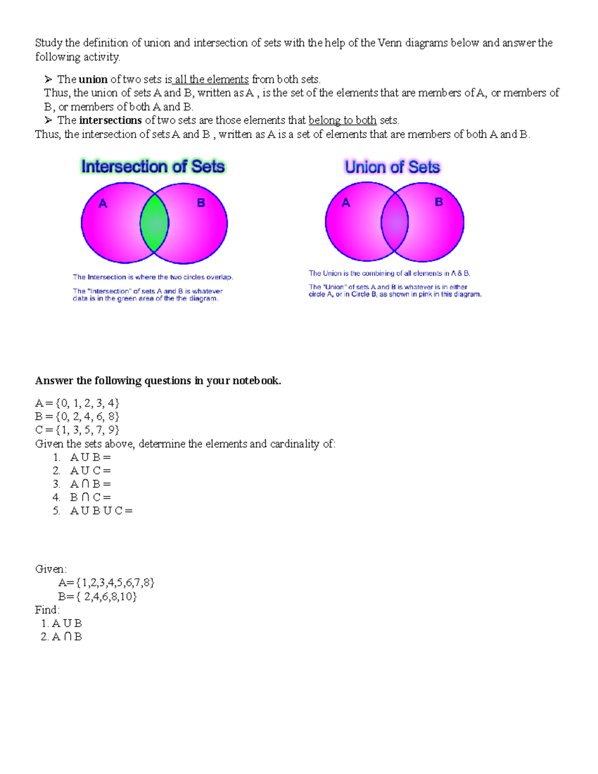 Grade 7 Activity Lesson Log Study The Definition Of Union And grade-7-activity-lesson-log-study-the-definition-of-union-and