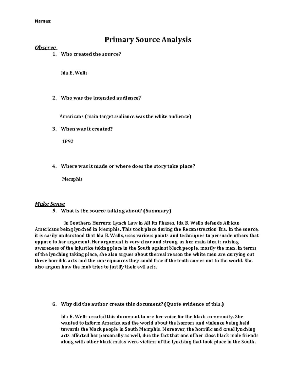 Primary Source Analysis Worksheet-1 - Names: Primary Source Analysis ...