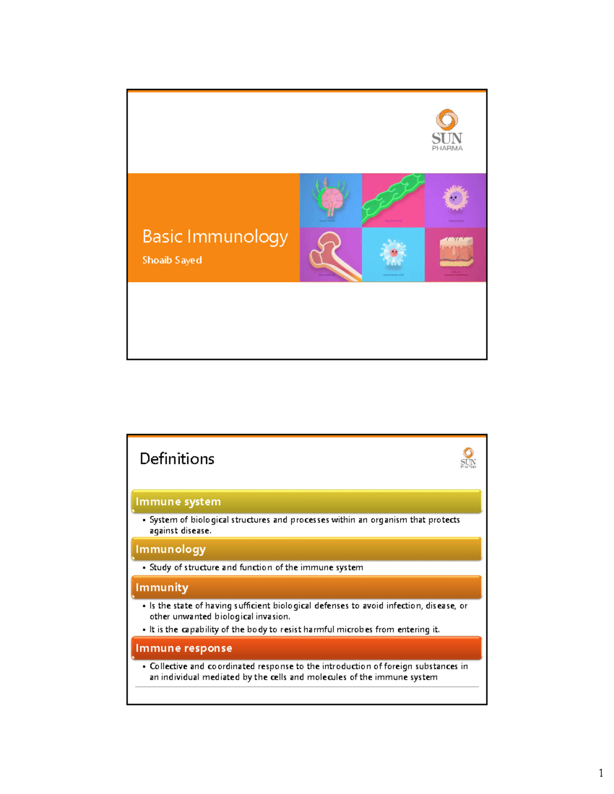 3. Basic Immunology - VNDSJNK - Basic Immunology Shoaib Sayed Definitions Immune system - System ...