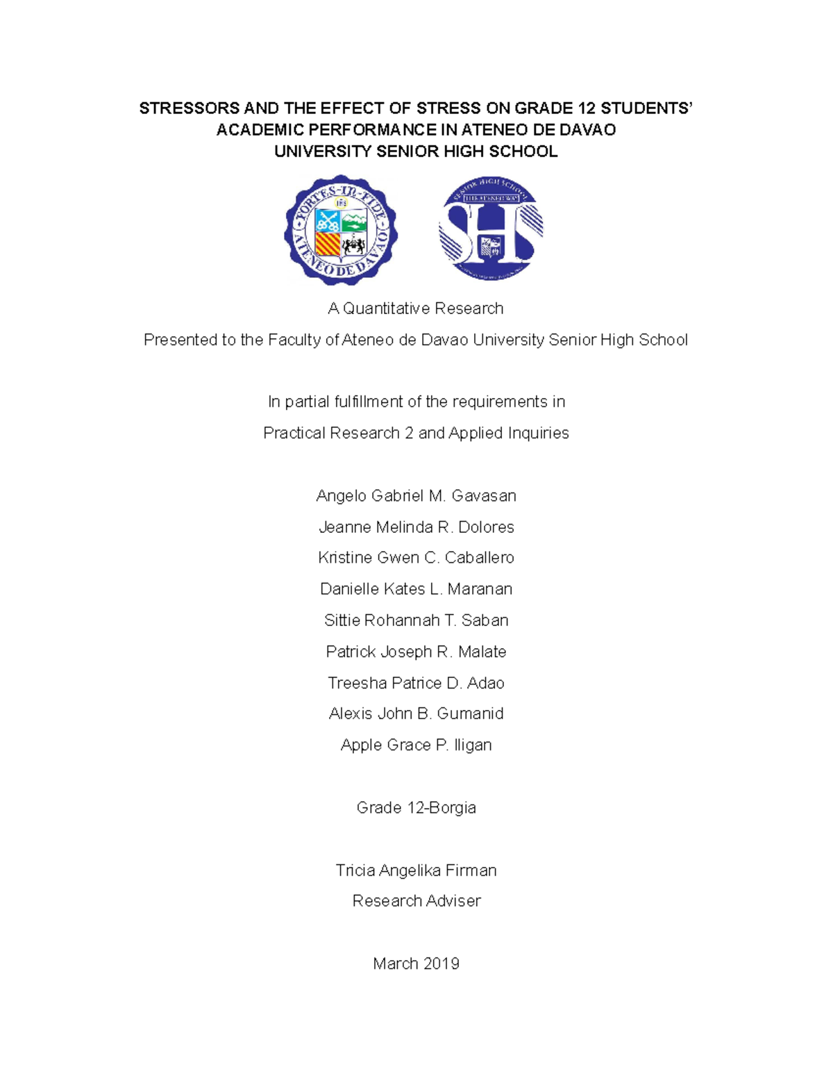Finalprai - Leture in filipino - STRESSORS AND THE EFFECT OF STRESS ON ...