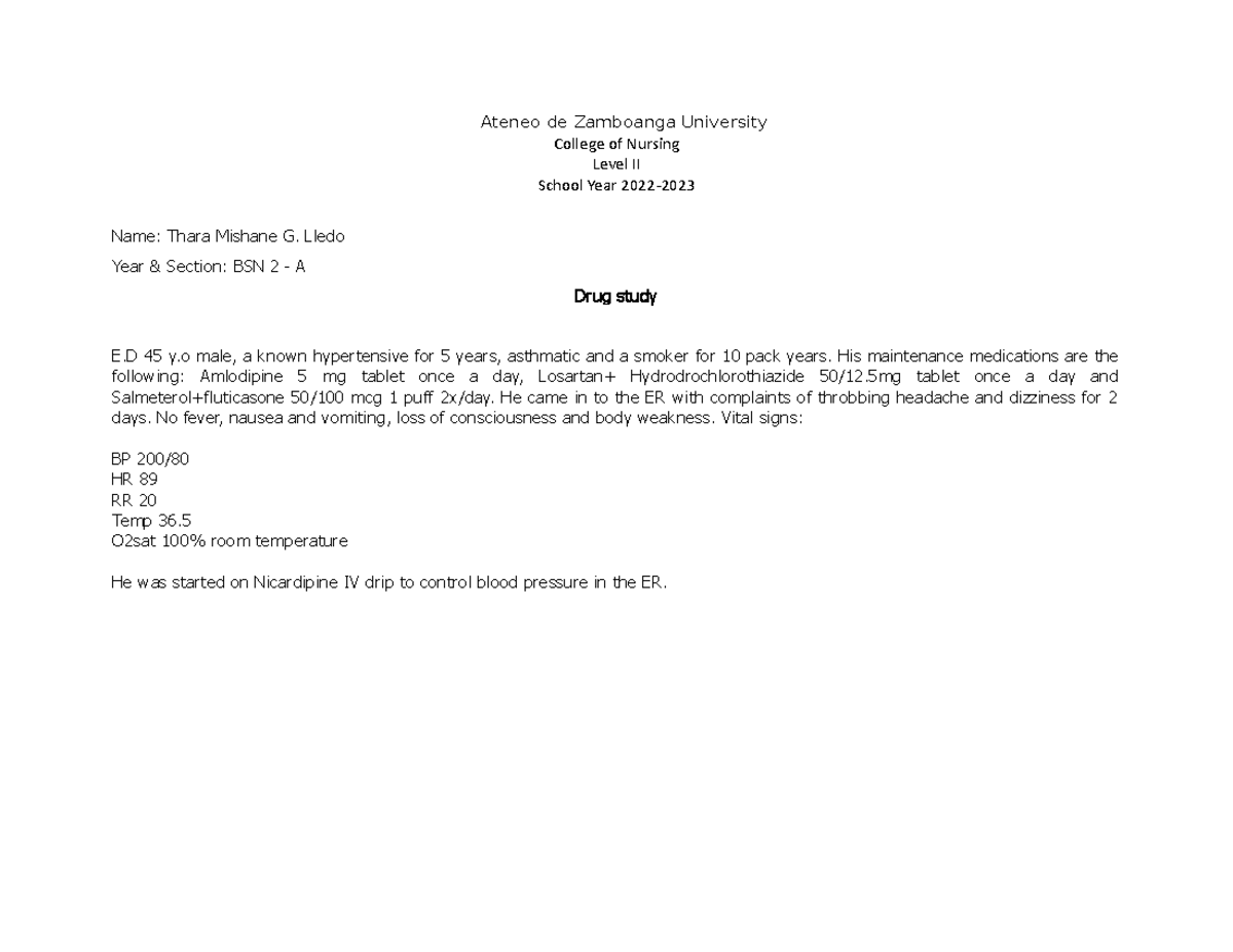 DRUG- Study- Format - im super shy super shy - Ateneo de Zamboanga ...