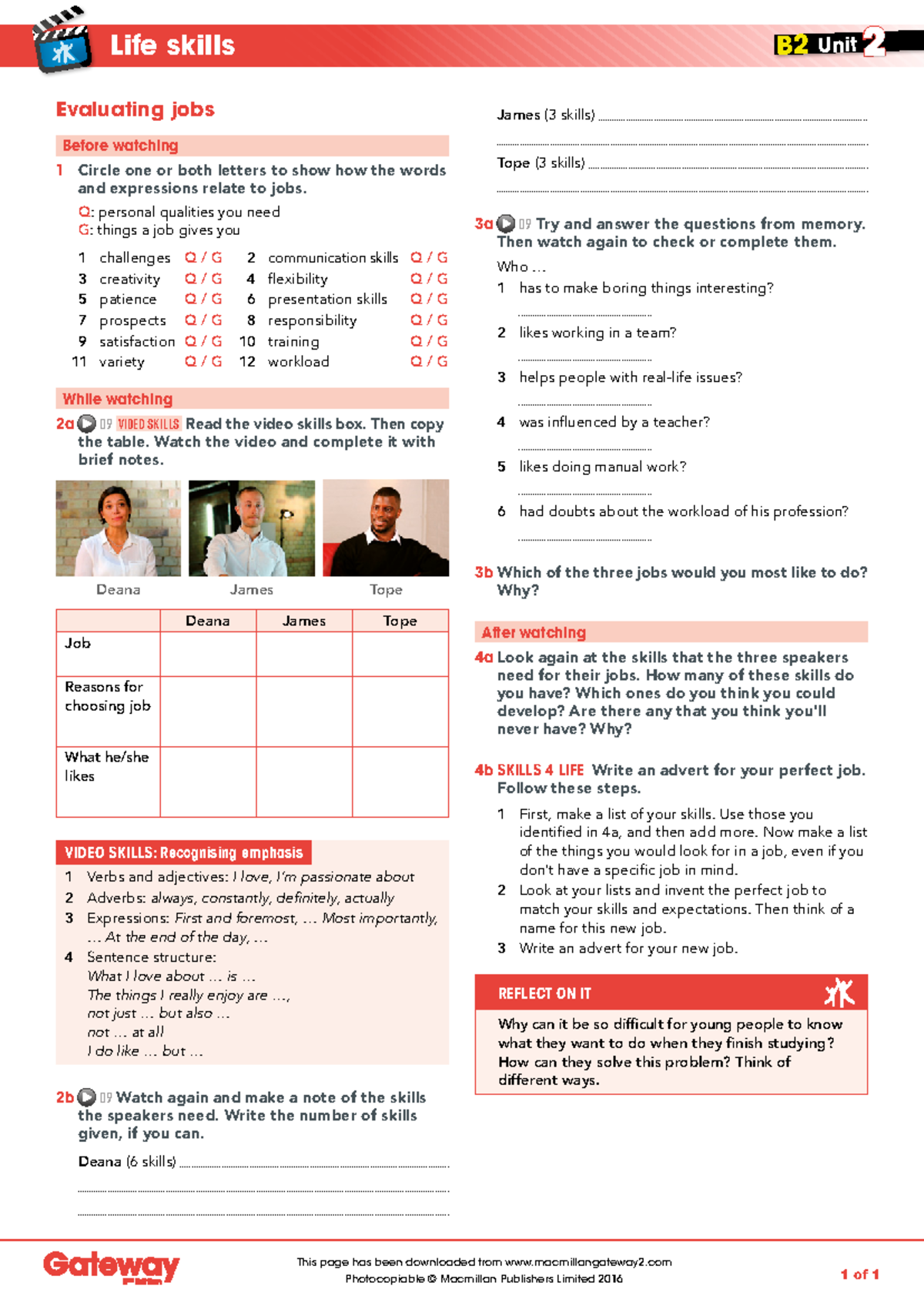 B2 UNIT 2 Life skills video worksheet - B This page has been downloaded ...