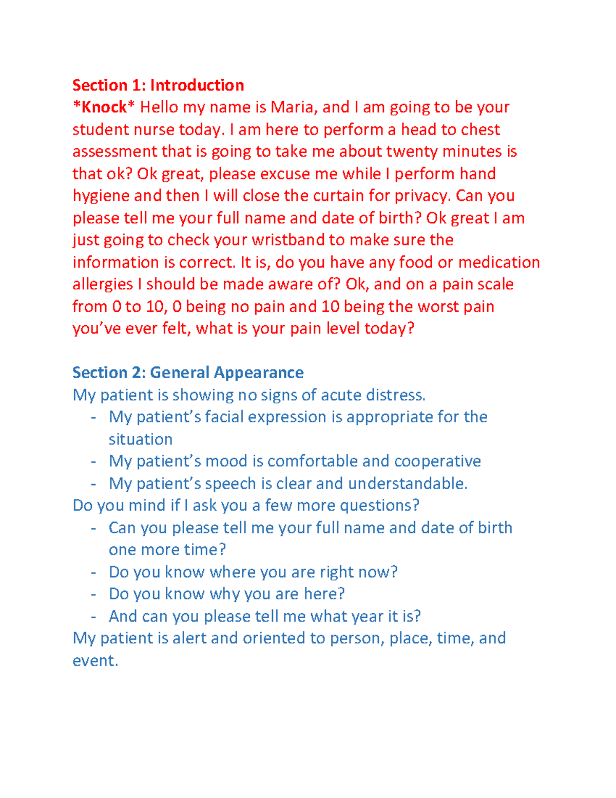 Head to Chest script - *Section 1: Introduction Knock * Hello my name ...