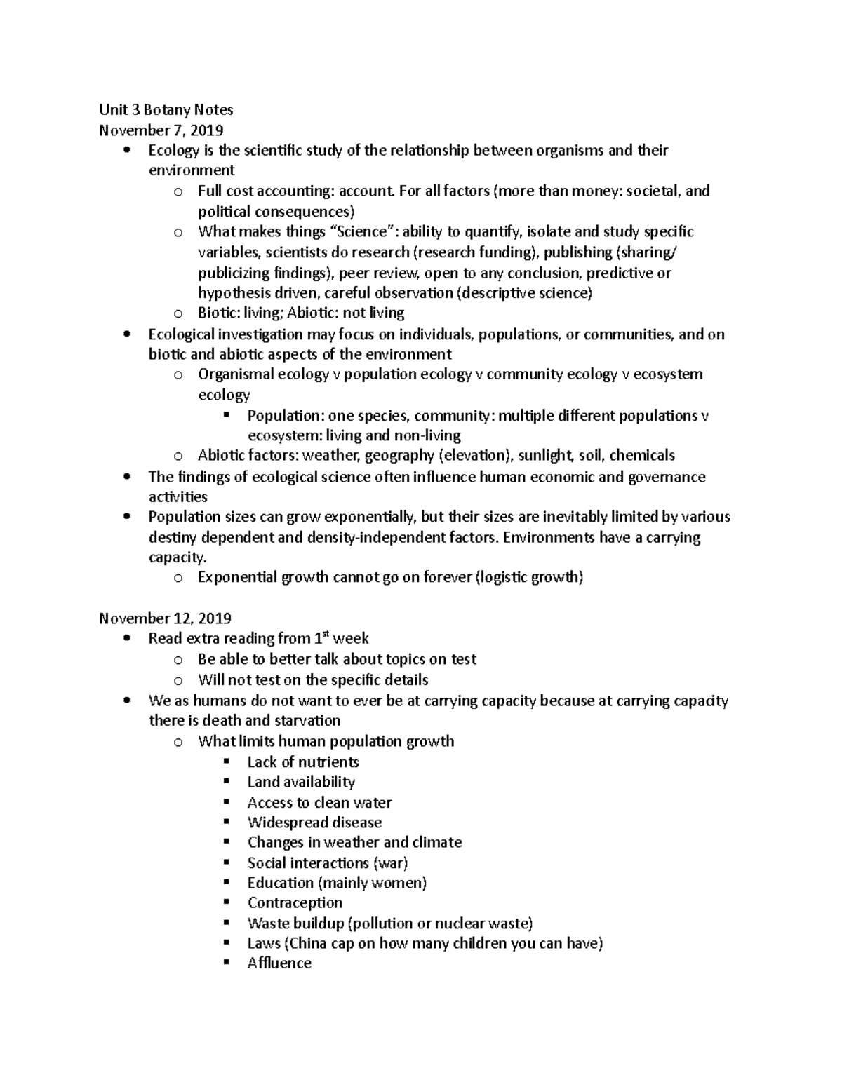Unit 3 Notes - General Botany - Unit 3 Botany Notes November 7, 2019 ...