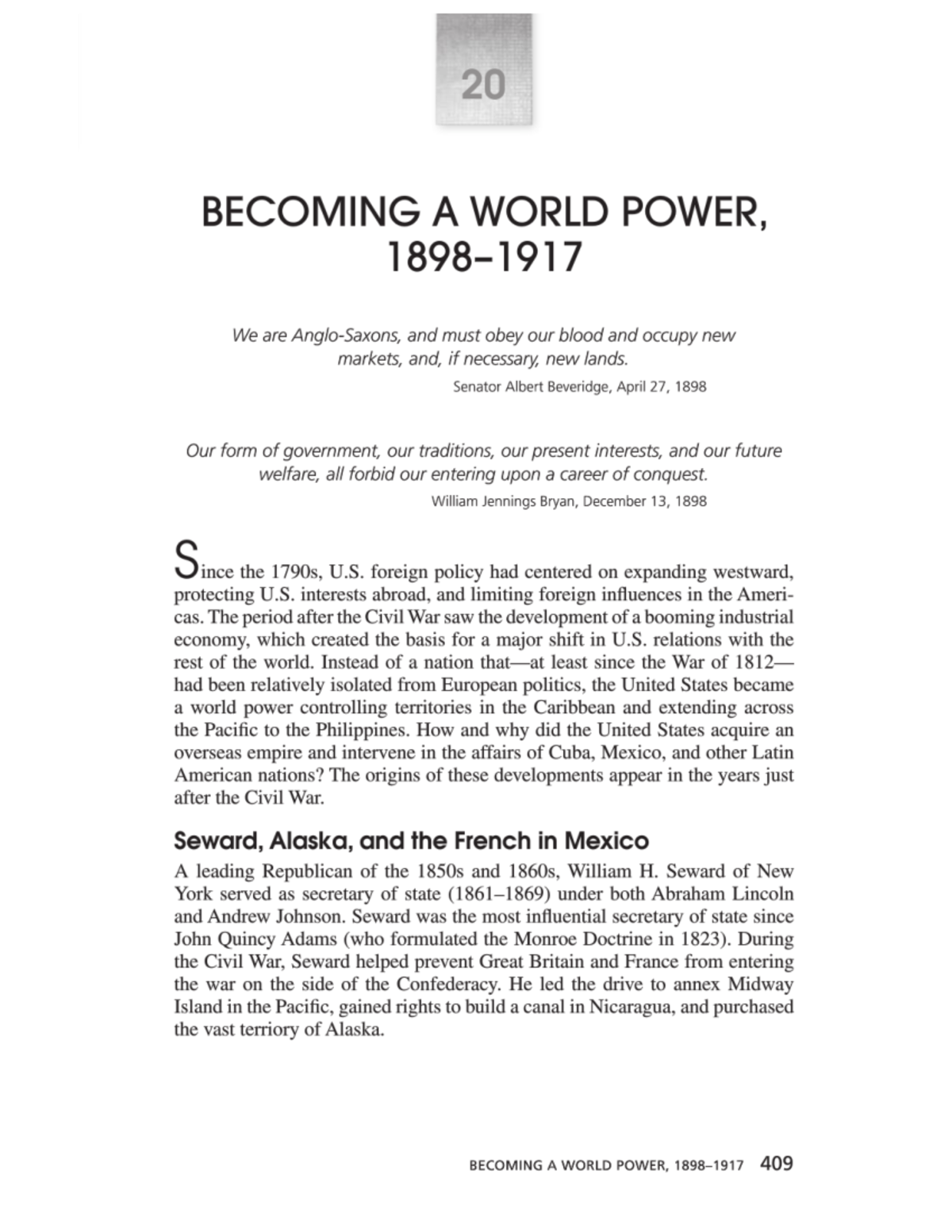 Amsco chapter 20 - 20 BECOMING A WORLD POWER, We are and must obey our ...