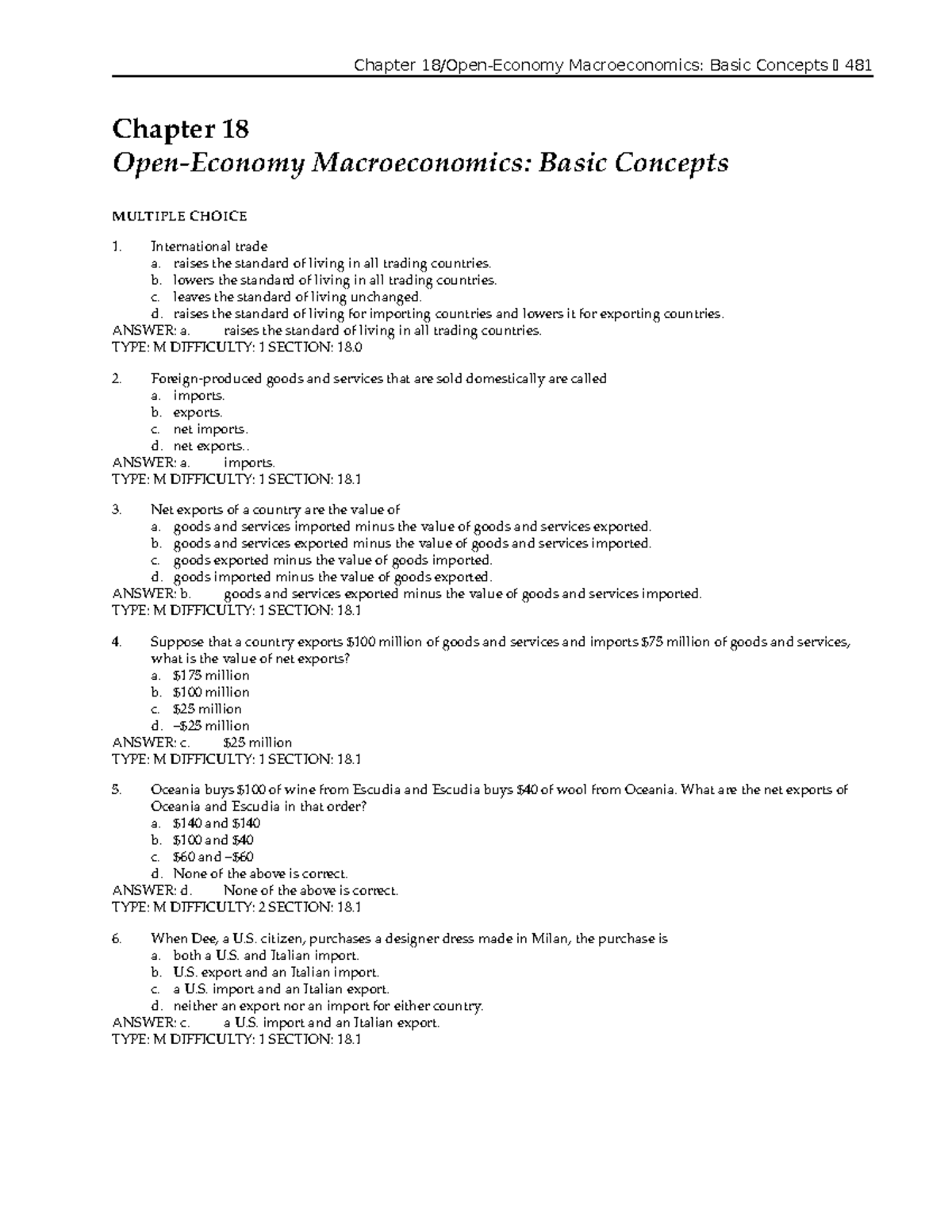 Chapter 18 - Chapter 18/Open-Economy Macroeconomics: Basic Concepts 481 ...