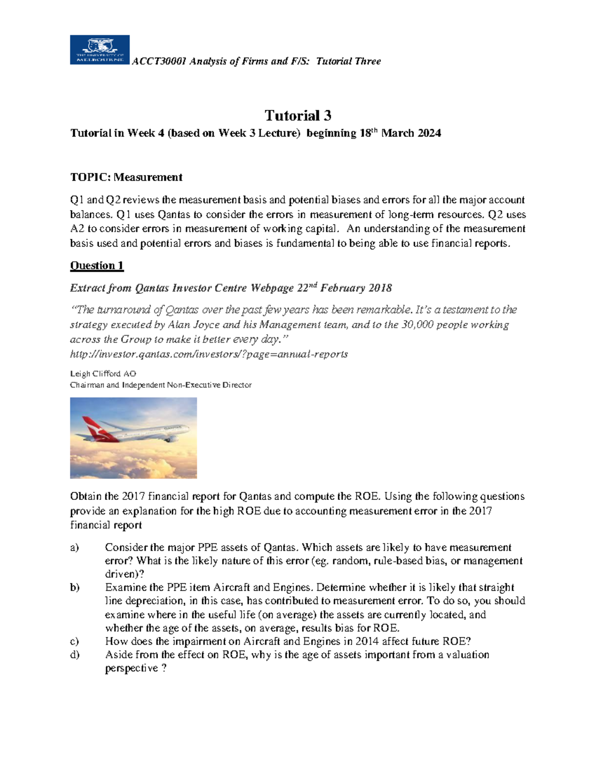 Tutorial 3 Solutions - Tutorial 3 Tutorial in Week 4 (based on Week 3 Lecture) beginning 18 th ...