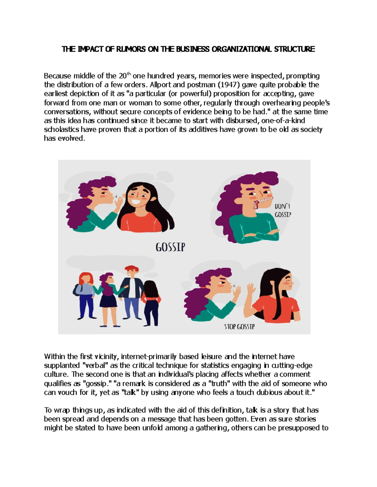 7. Notes ON THE Impact OF Rumors ON THE Business Organizational ...