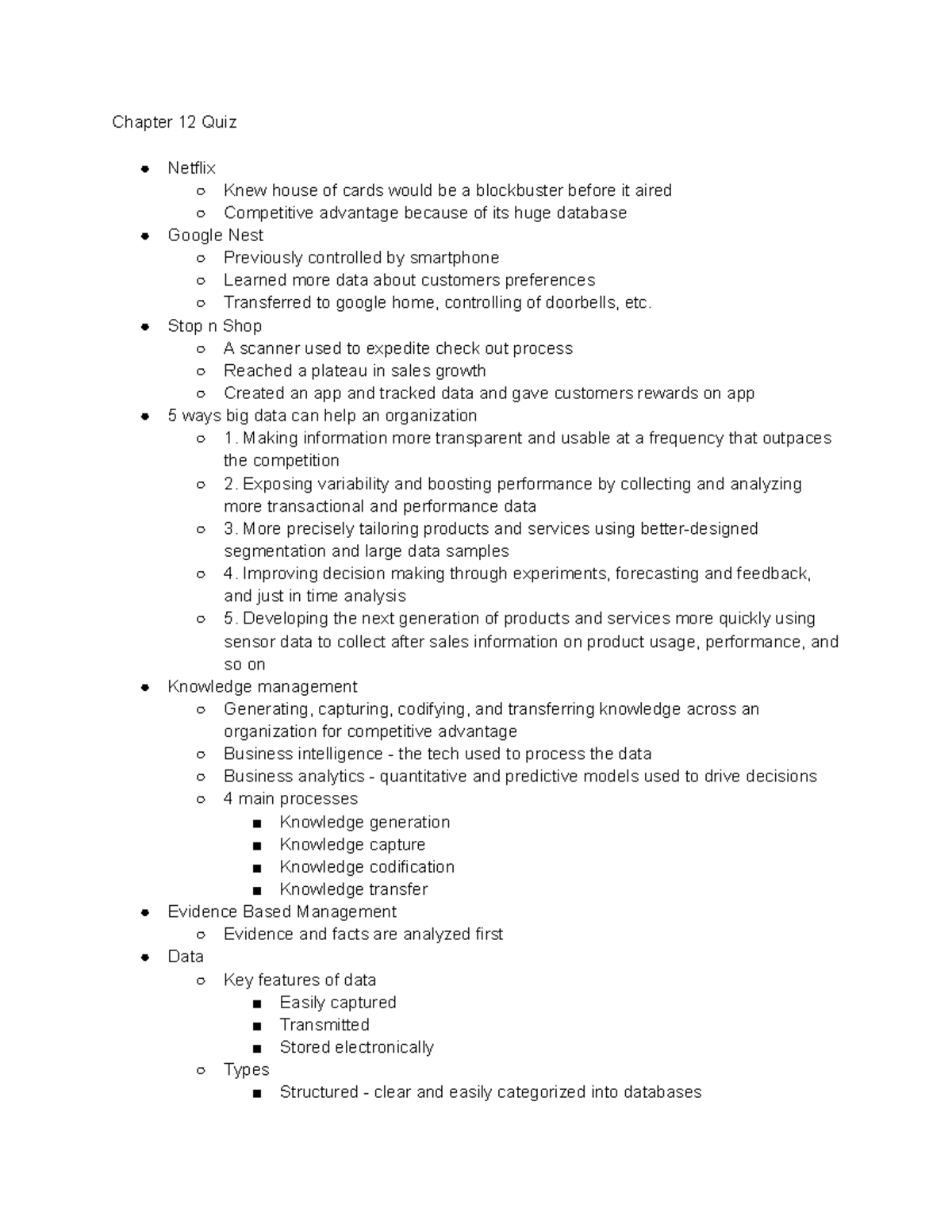 Chp 12 Business Intelligence, Knowledge Management, and Analytics ...
