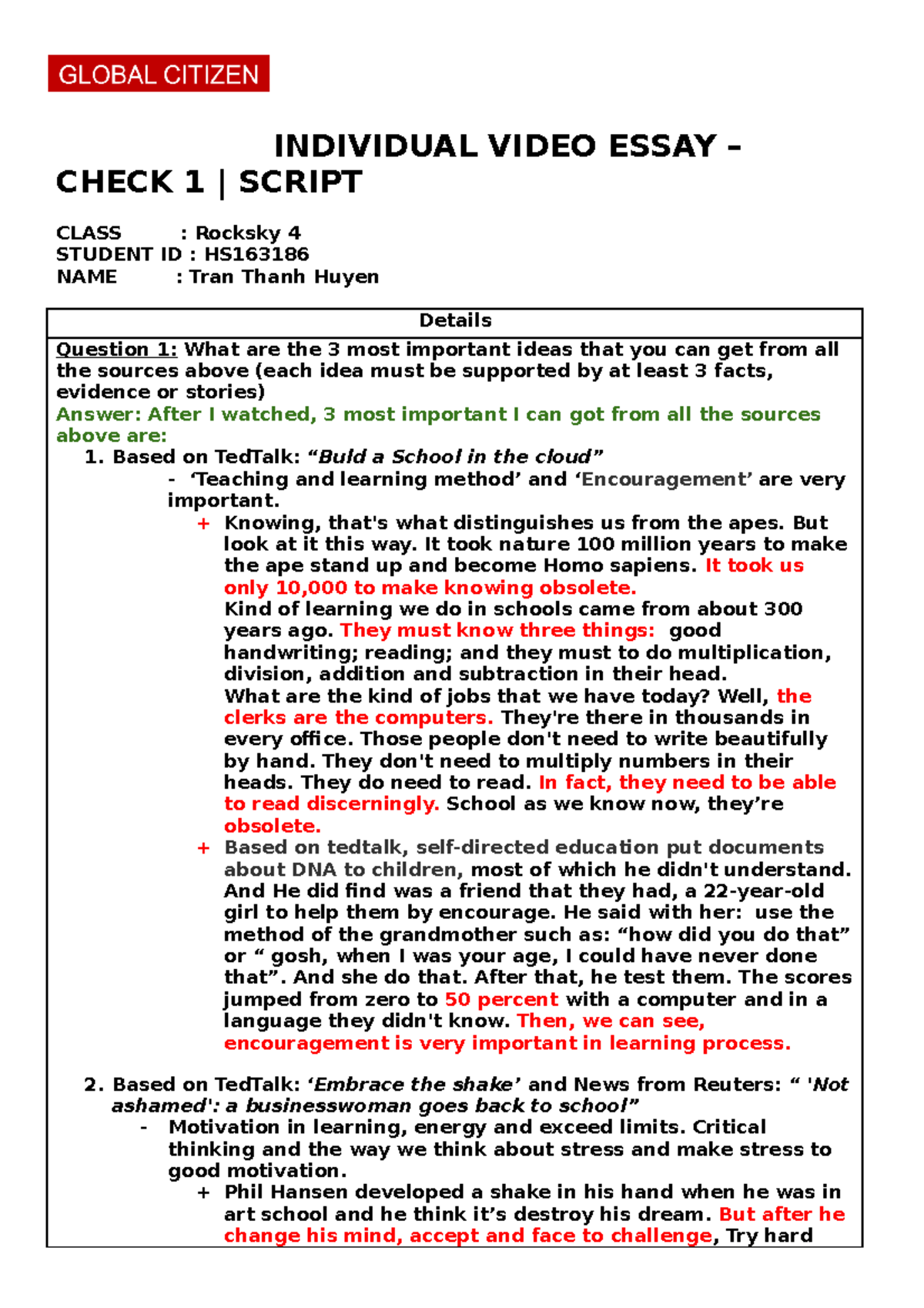 Check 1 - bbb - INDIVIDUAL VIDEO ESSAY – CHECK 1 | SCRIPT CLASS ...