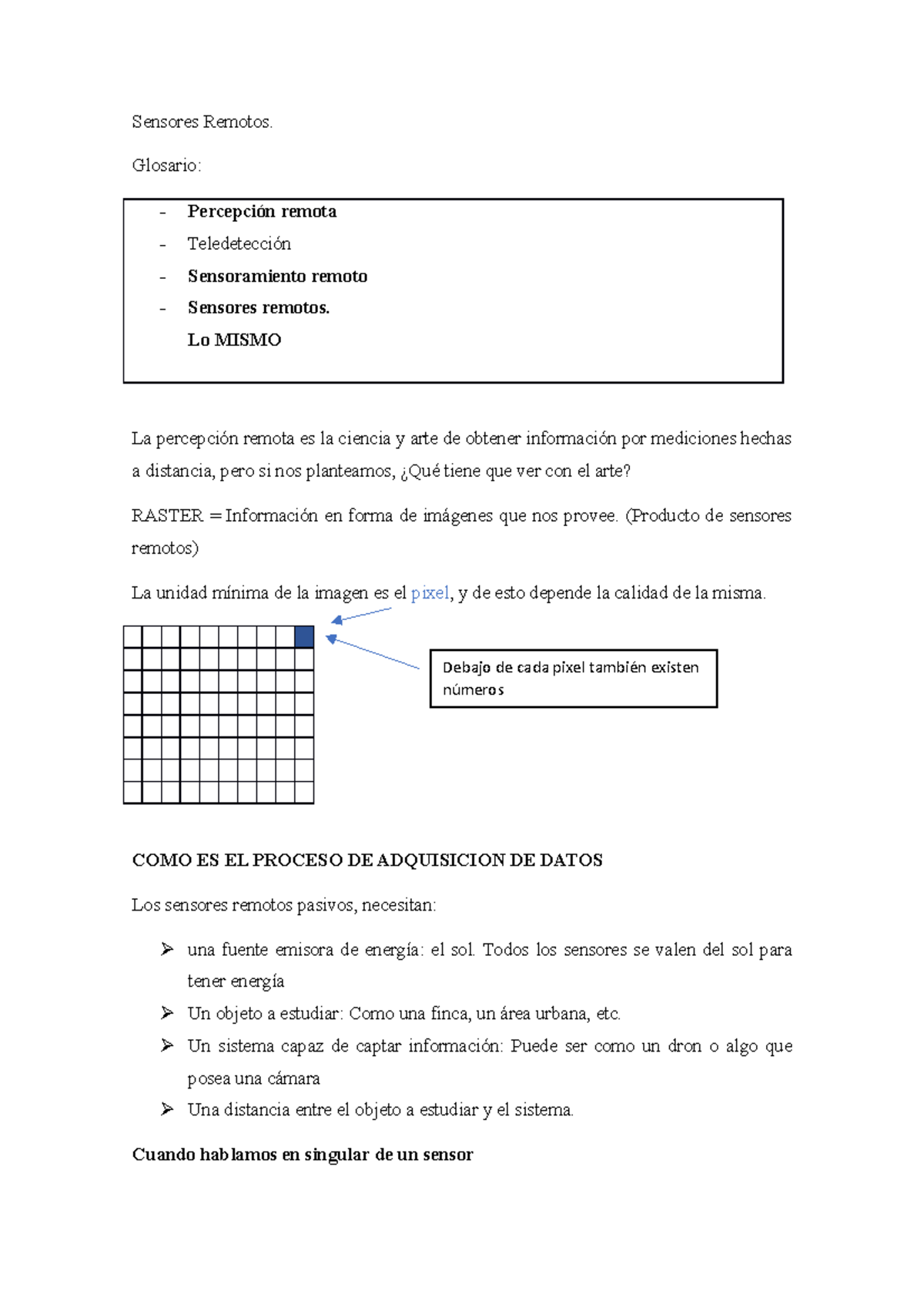 Teoria Sensores Remotos - Sensores Remotos. Glosario: - Percepción ...
