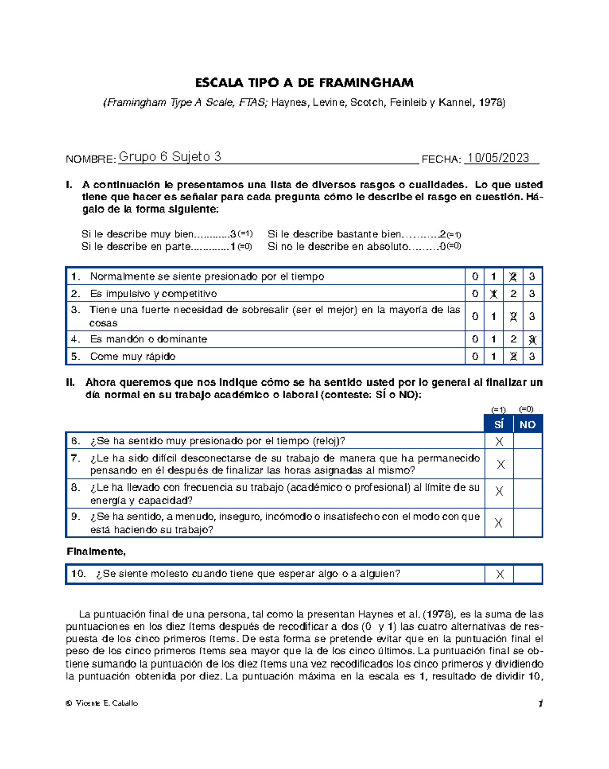 Escala tipo a de framingham - © Vicente E. Caballo ESCALA TIPO A DE ...