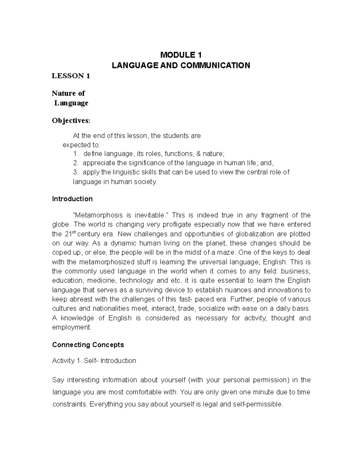 Module-1- Lessons 123GE-PC pdf - MODULE 1 LANGUAGE AND COMMUNICATION ...