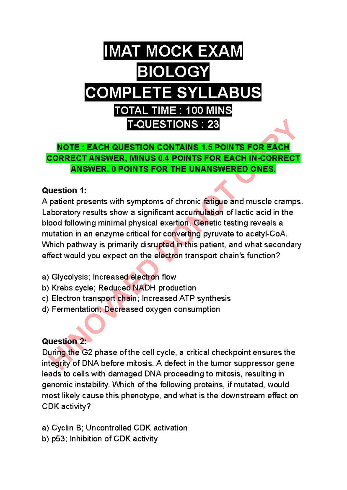 IMAT MOCK TEST - This materials are very help ful specially when you ...