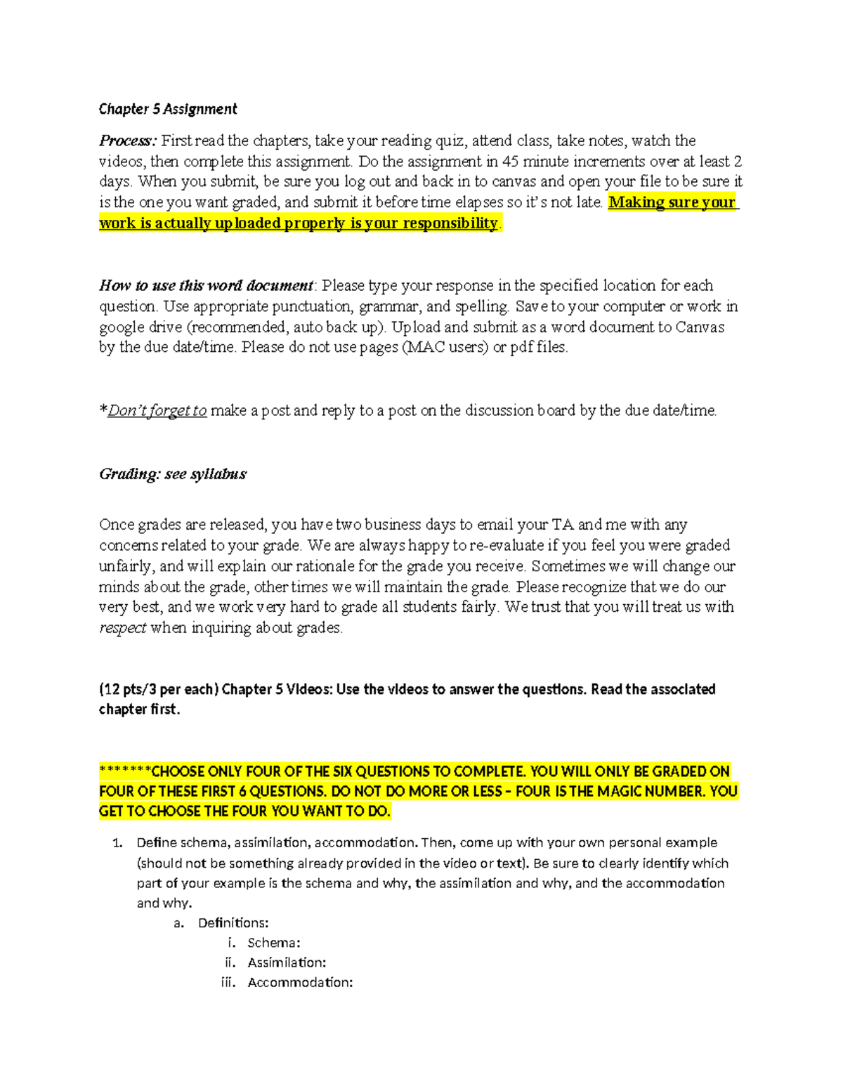 Chapter 5 assignment-2024fall - Chapter 5 Assignment Process: First ...