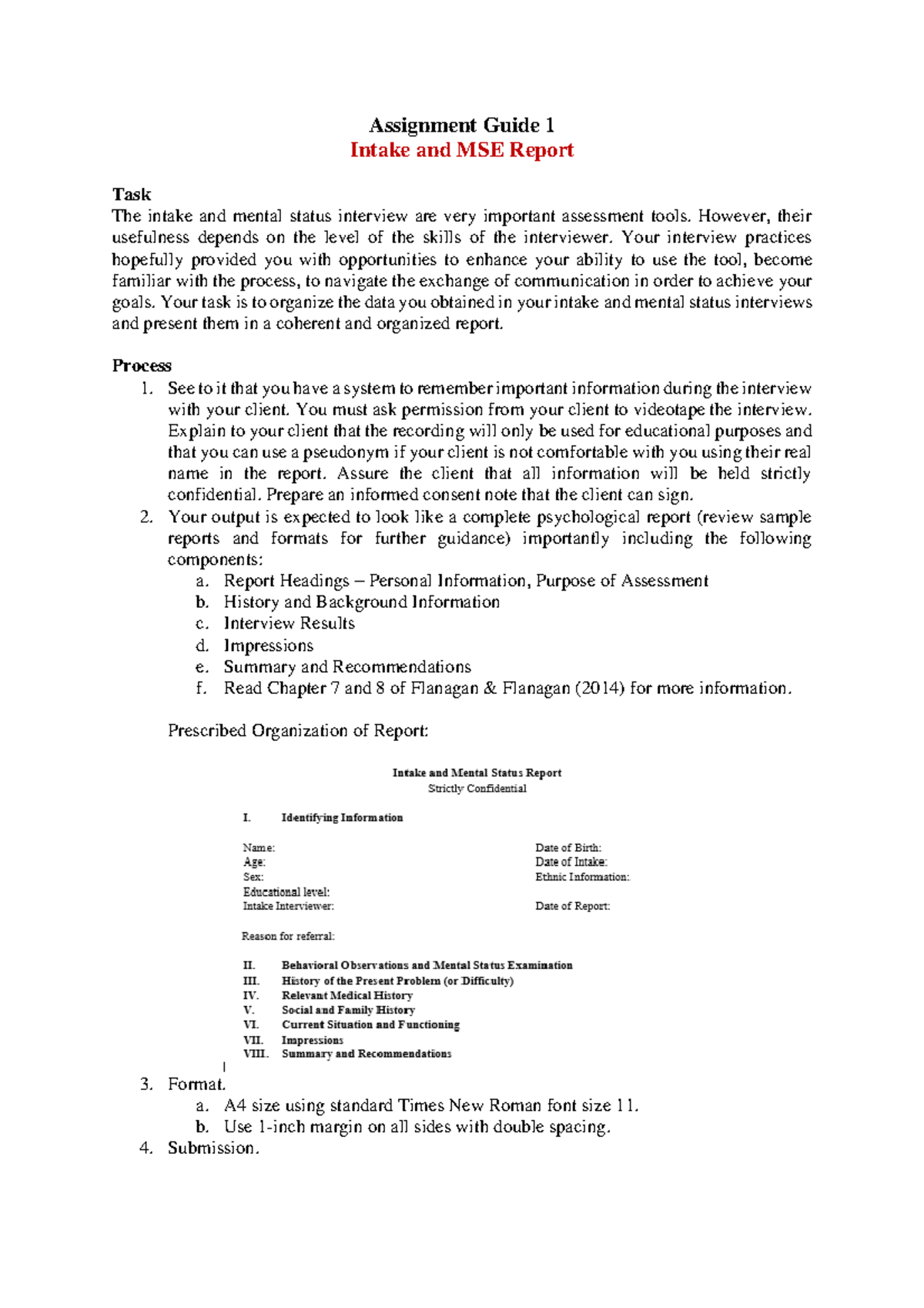 Assignment Guide 1-Intake and MSE Report - Assignment Guide 1 Intake ...