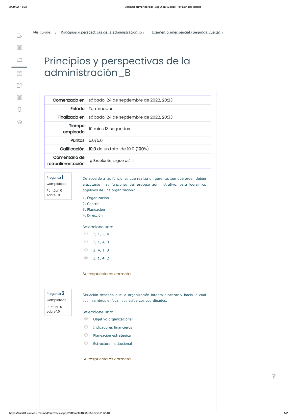 Examen primer parcial (Segunda vuelta) Revisión del intento - - Studocu
