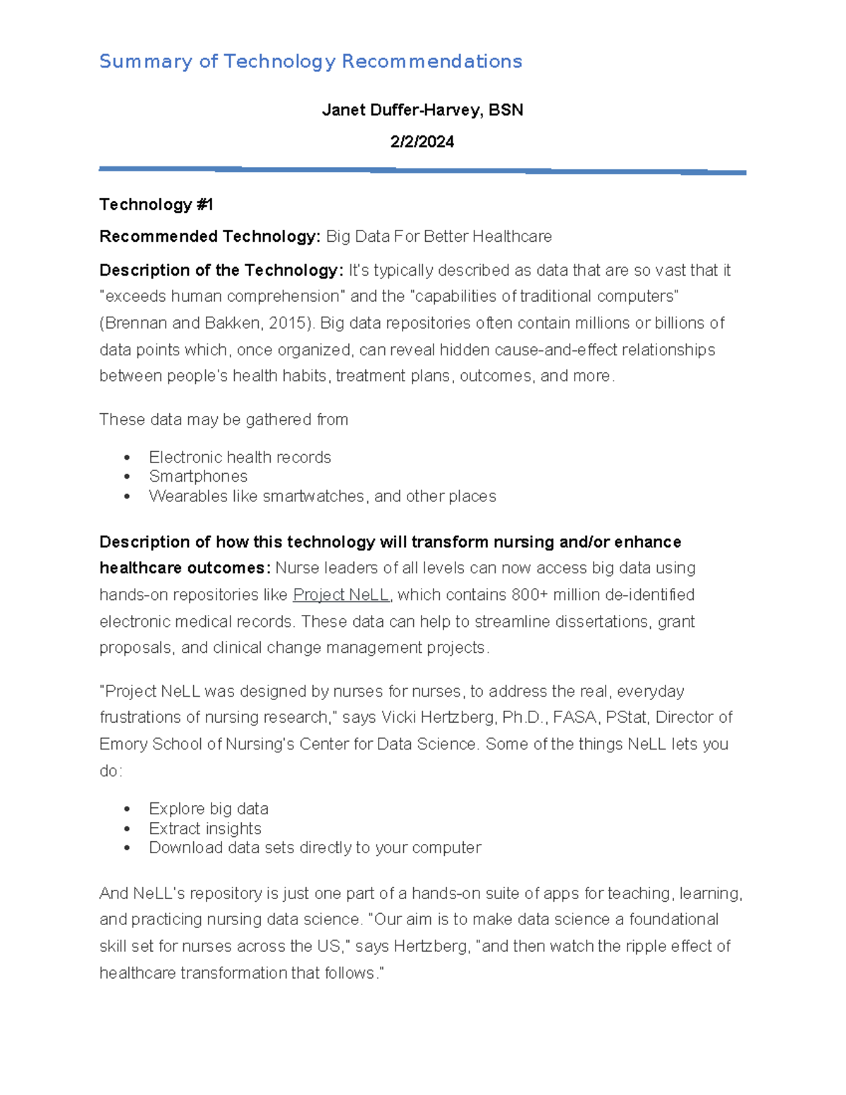 Summary of Technology Recommendations Template - Janet Duffer-Harvey ...