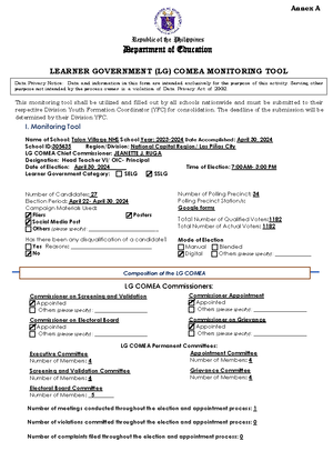 Narrative Report SSG Elections SY 2022-2023 - Narrative Report Supreme ...