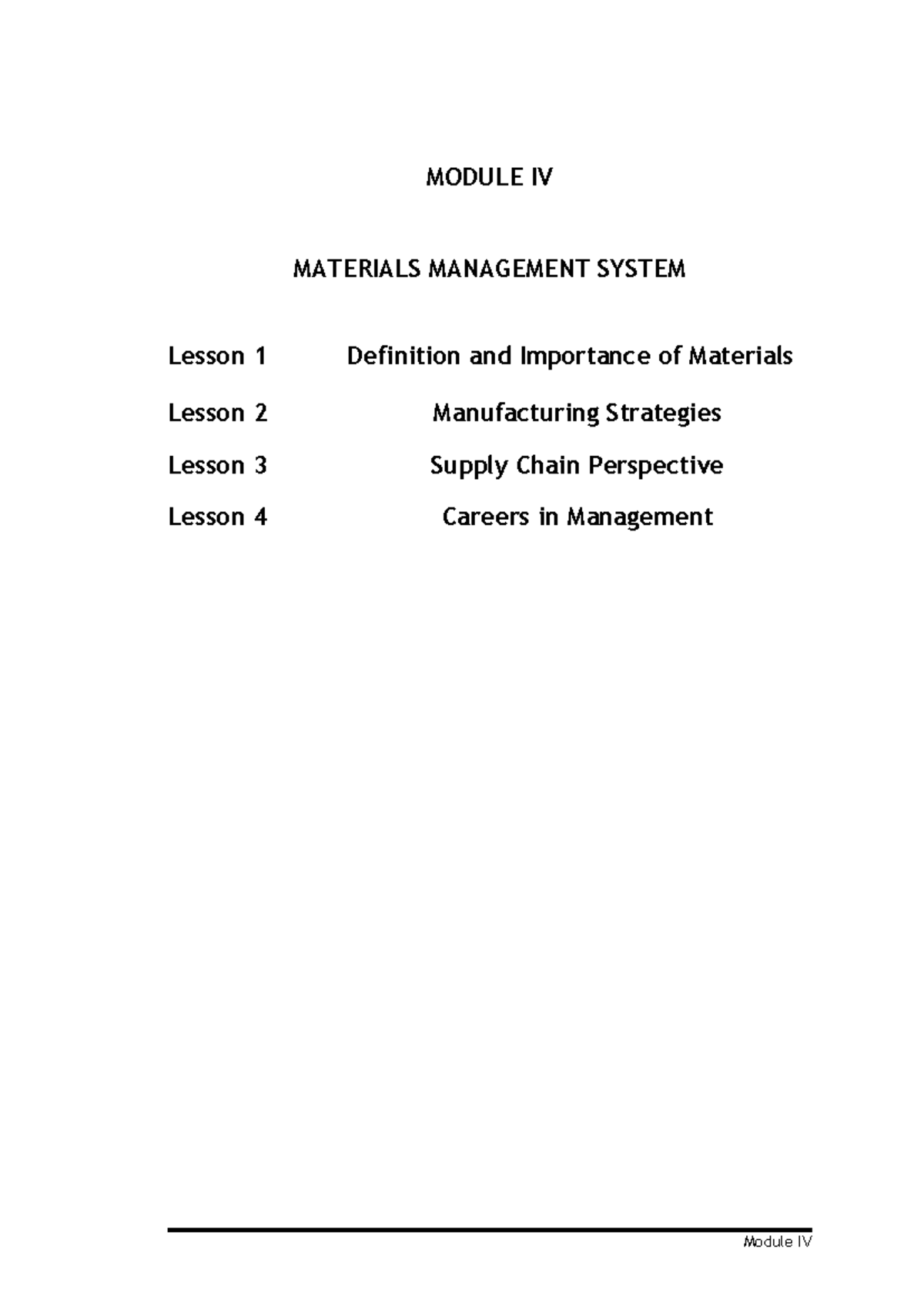 ITPM 102 Module IV 1 - Mas - MODULE IV MATERIALS MANAGEMENT SYSTEM ...
