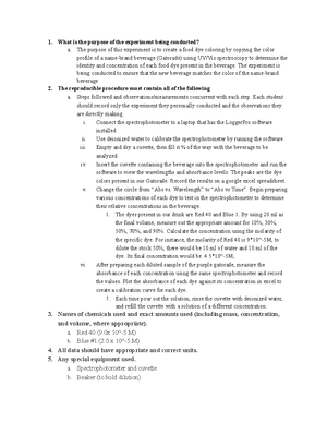 Food Dye Lab Report - Food Dye Identifying the dyes in artificially ...