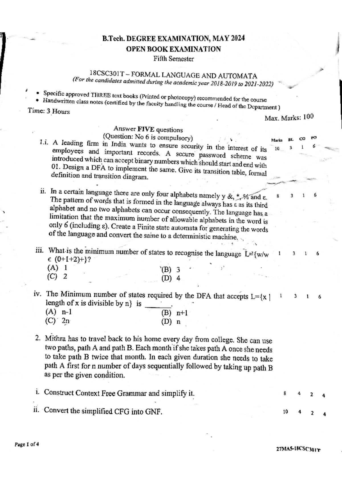 New Document(19) - fla previous year question paper - B. DEGREE ...