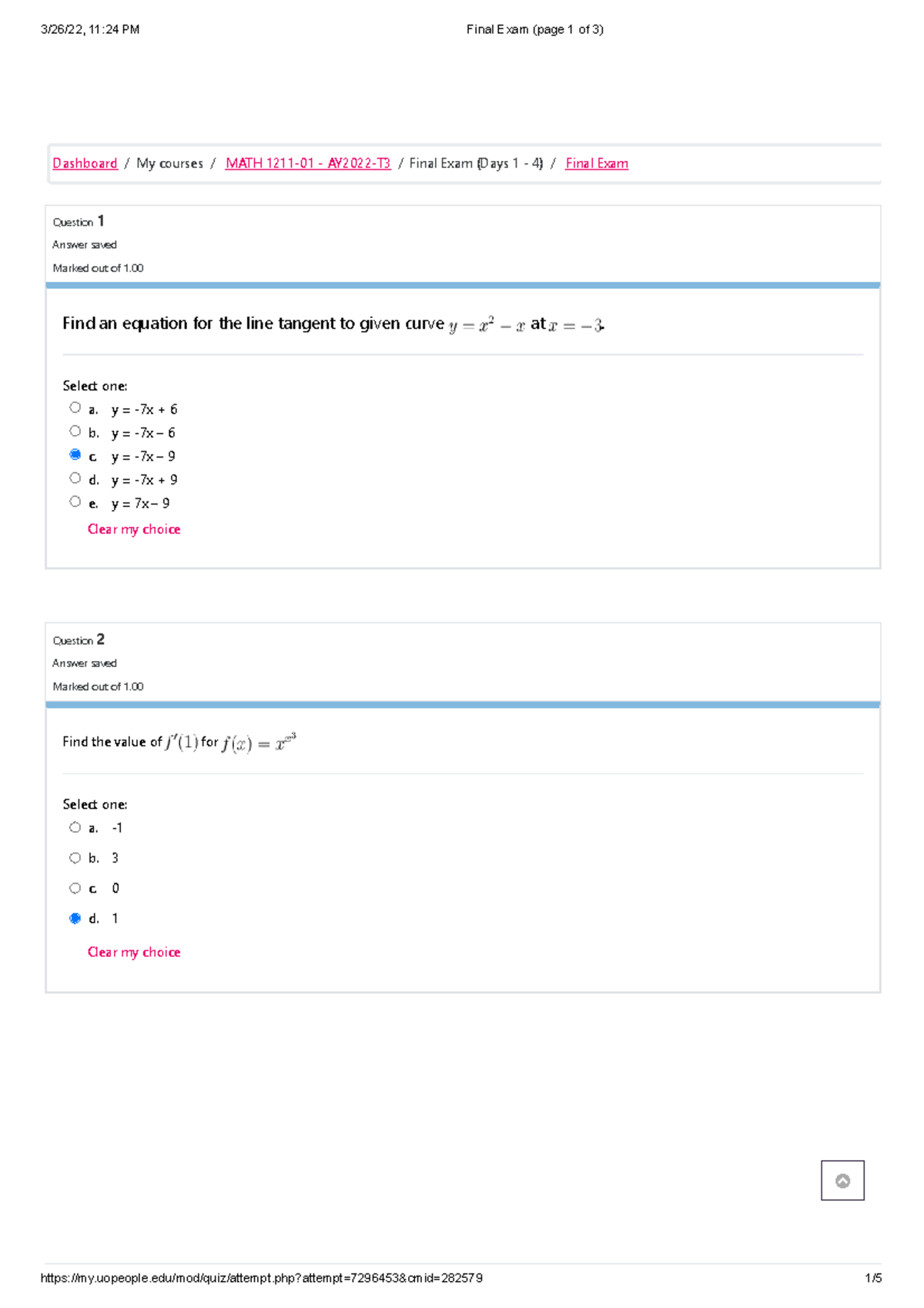 Calc - 1 - calculus course file and quiz sample - MATH 1211 - UoPeople ...