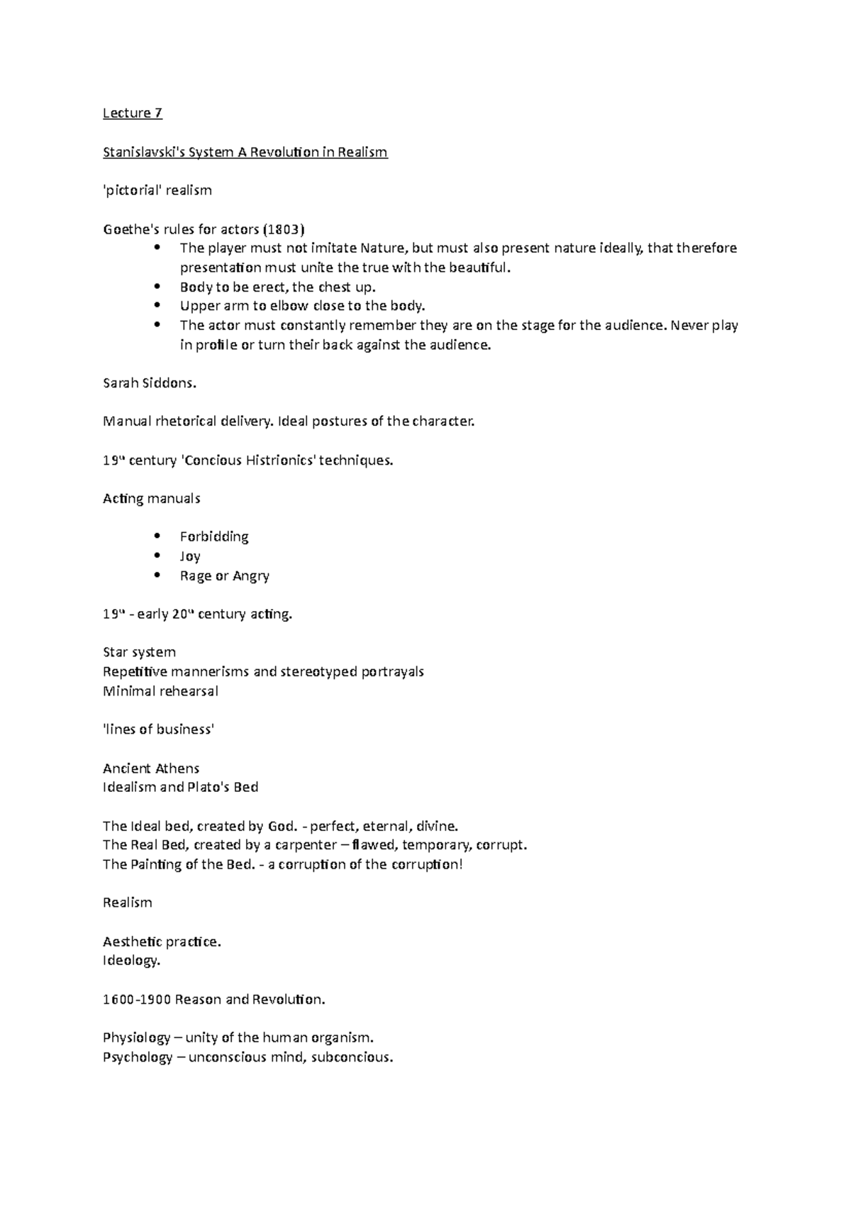 Lecture 7 copy - Lecture 7 Stanislavski's System A Revolution in ...