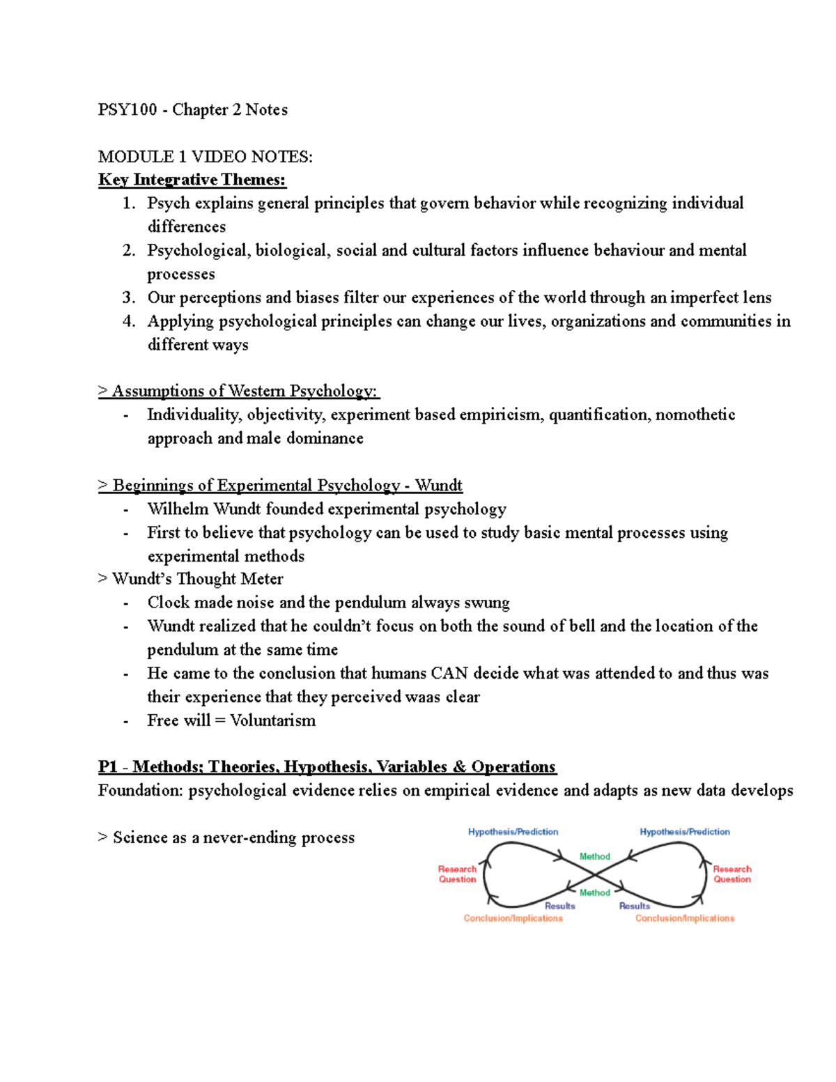 Chapter 2 - Module 1: Key Integrative Themes Notes - PSY100 - Chapter 2 ...