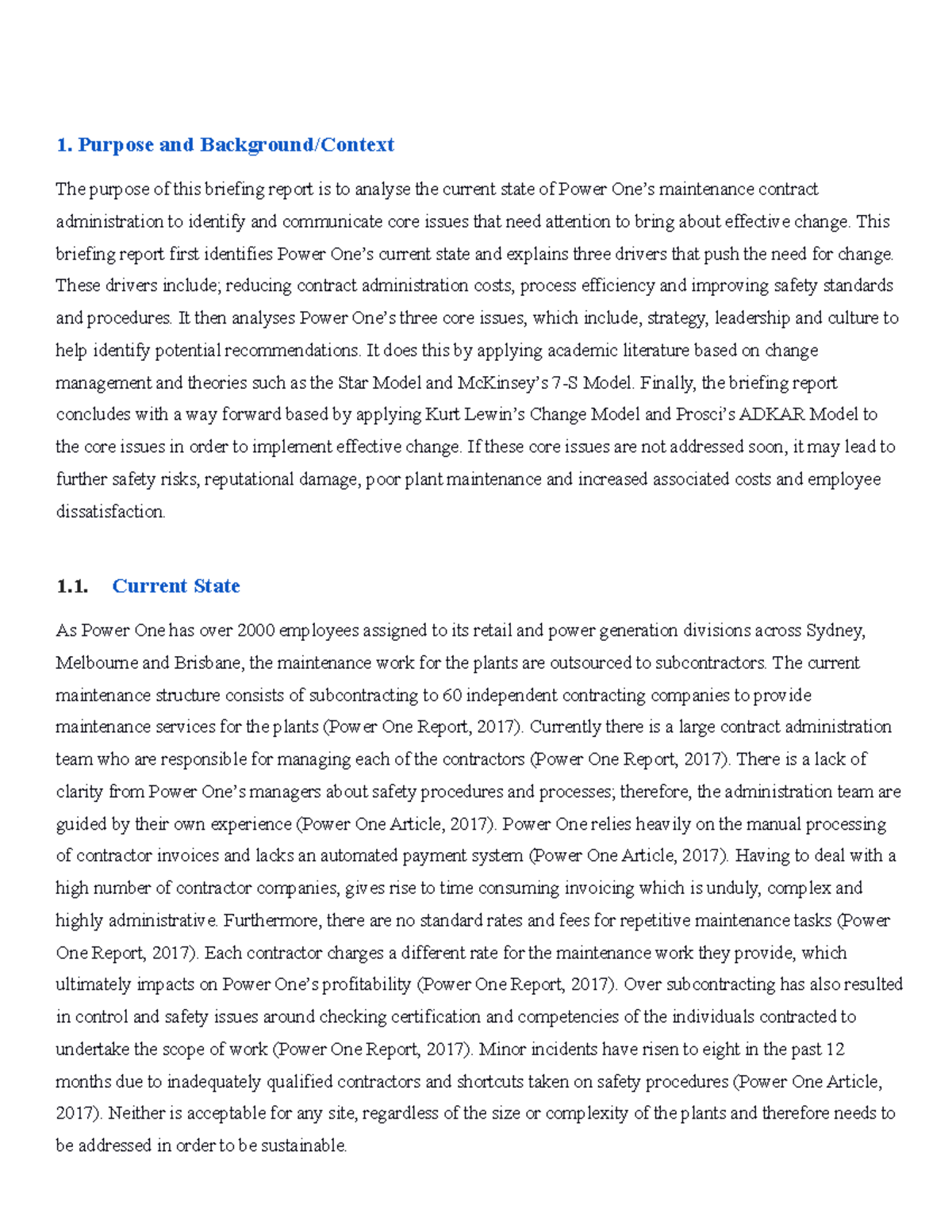 CEO Briefing Report good example of theory integration within report(1 ...