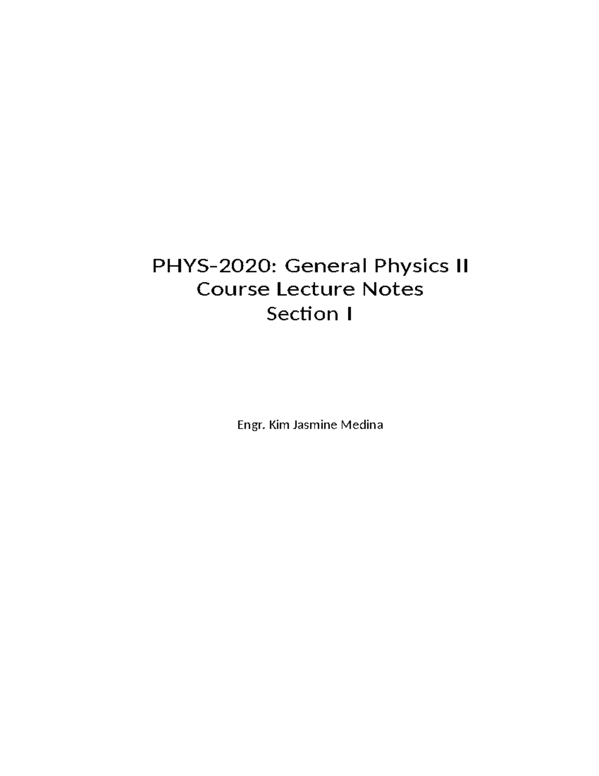 Physics 2 section 1 sourceimdb B - PHYS- 2020: General Physics II ...