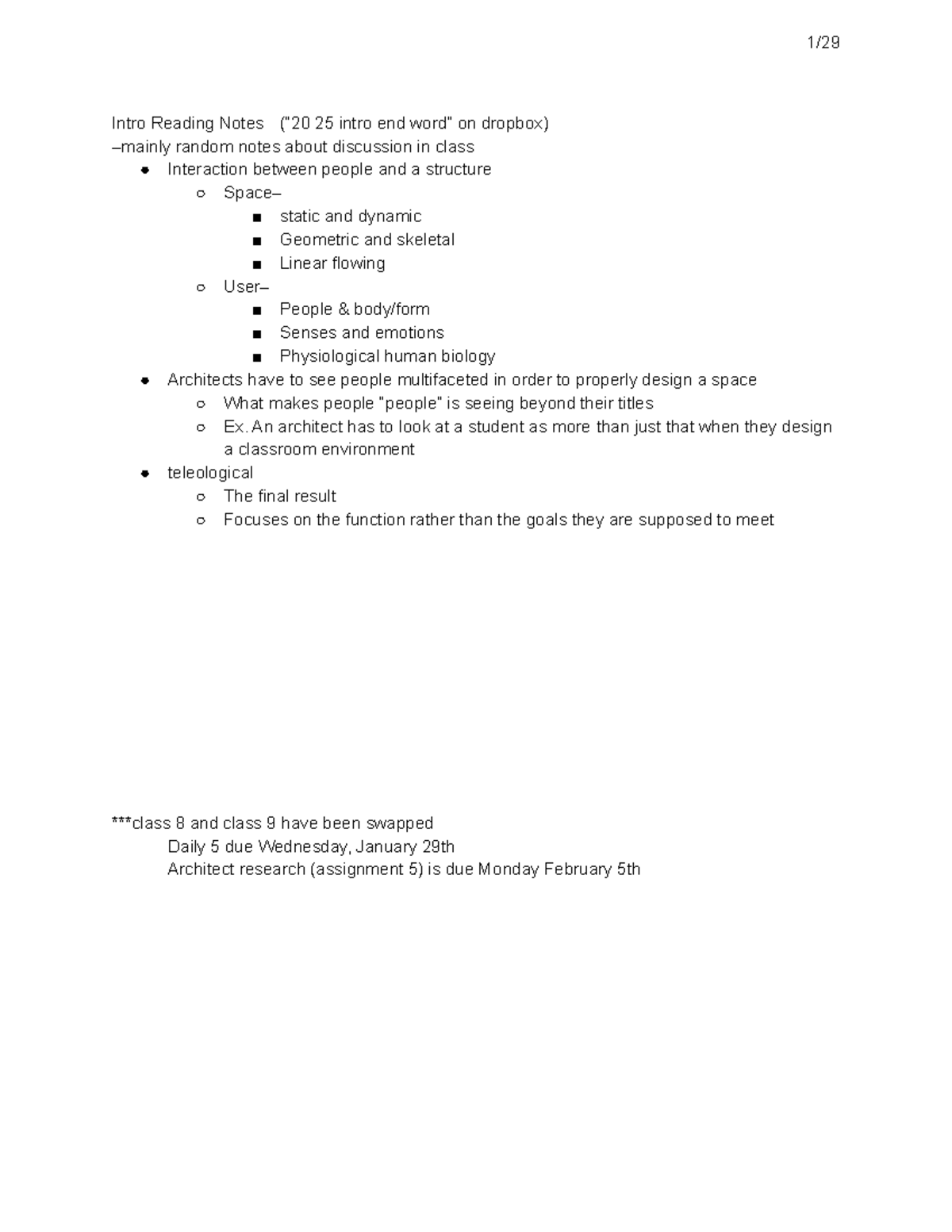 1-29 Notes-Intro Reading - 1/ Intro Reading Notes (“20 25 intro end ...