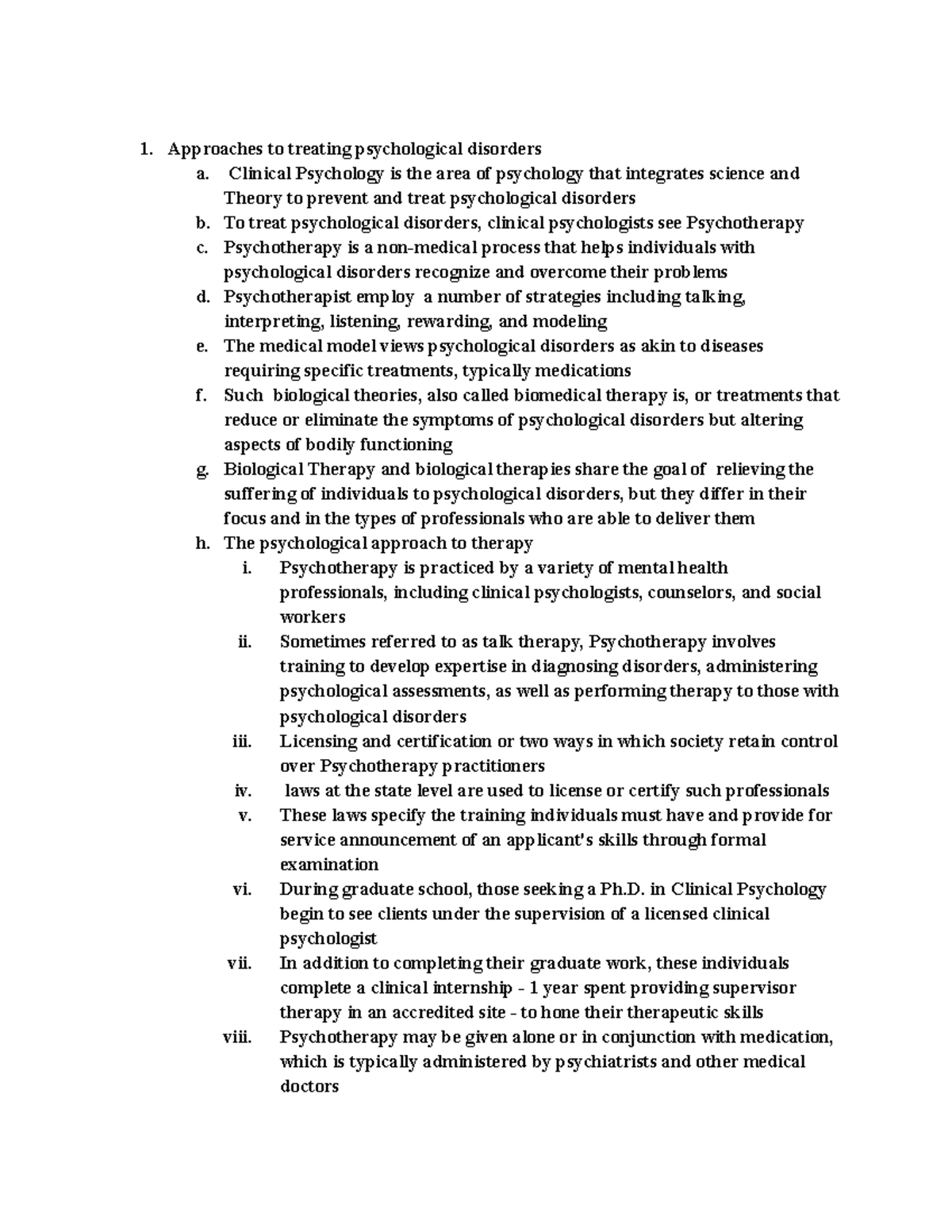Introduction to psychology notes 33 - Approaches to treating ...