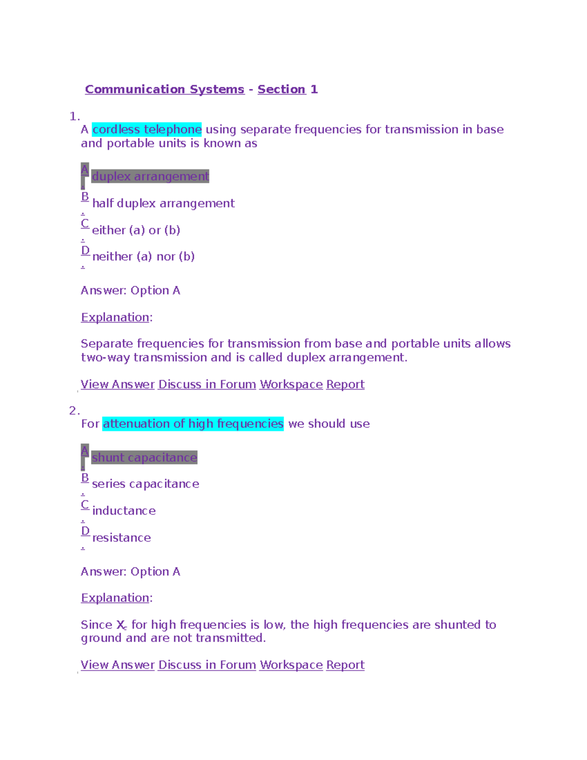 Exam 2020, questions - Communication Systems - Section 1 1. A cordless ...