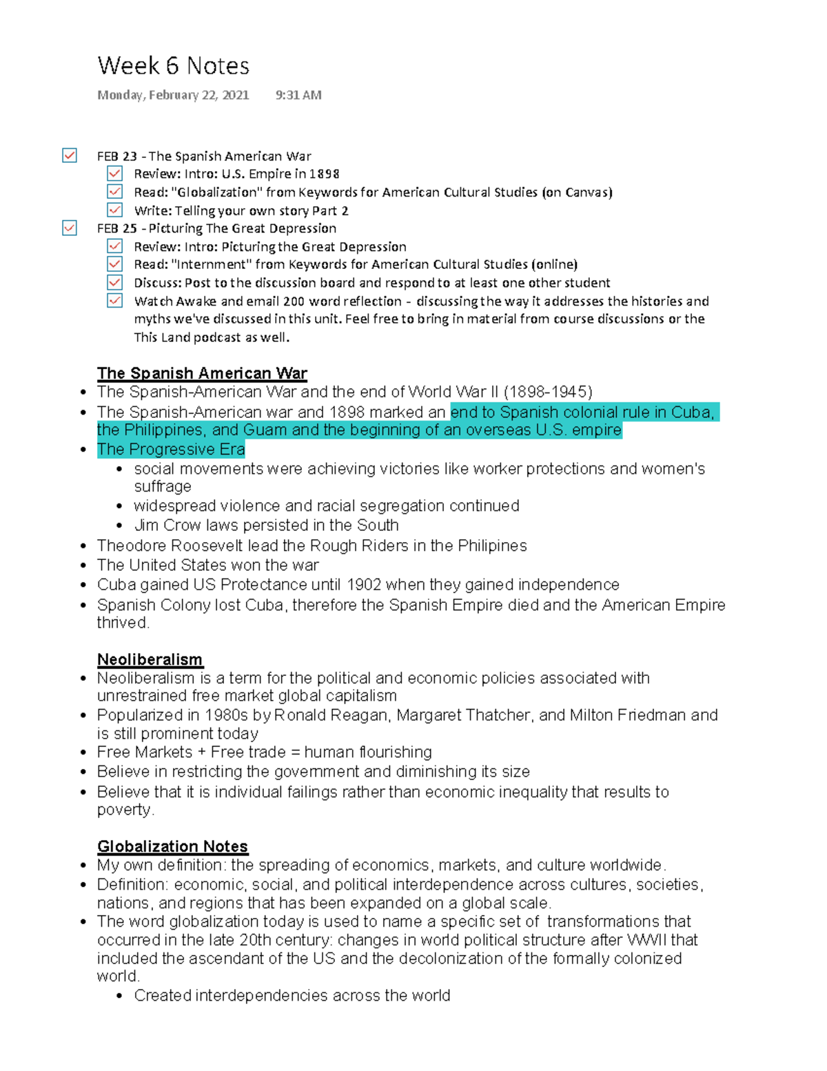 AHTM Notes 6 - Dr. Emily Roehl - & Ϯϯ Ͳ dŚĞ ^ƉĂŶŝƐŚ ŵĞƌŝĐĂŶ tĂƌ - Studocu