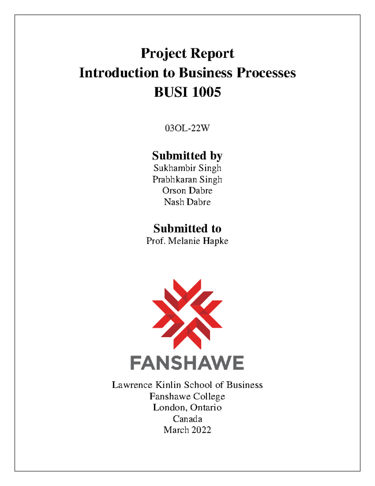 Project Report-Group 6 BUSI1005 - Project Report Introduction to ...