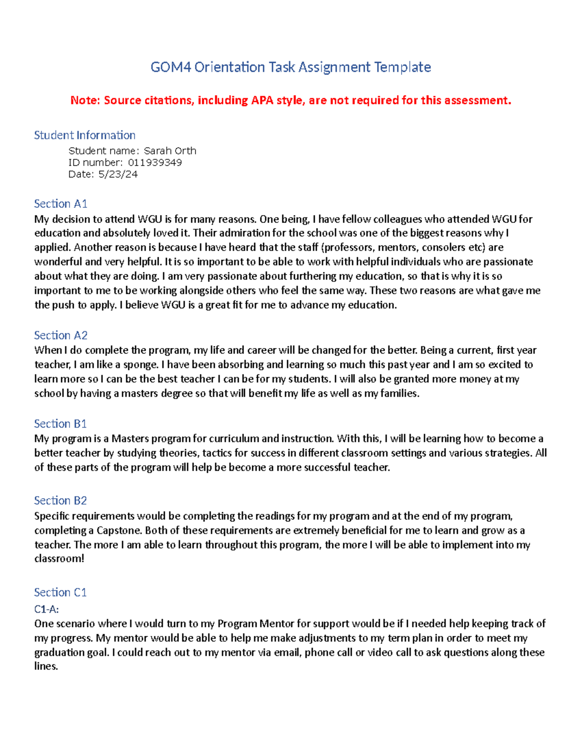 Sarah Orth Orientation Task - GOM4 Orienta,on Task Assignment Template Note: Source cita-ons ...