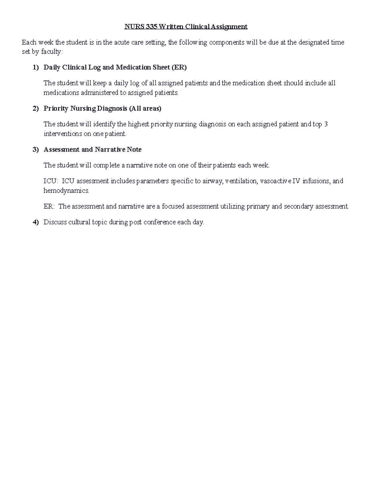 N 335 Clinical Assignment 2022 - NURS 335 Written Clinical Assignment ...