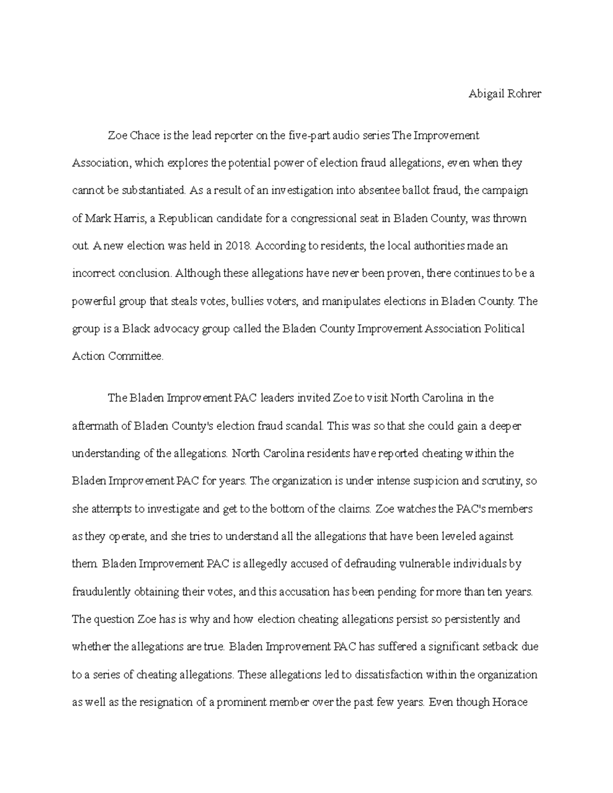 Media and policy midterm - Abigail Rohrer Zoe Chace is the lead ...