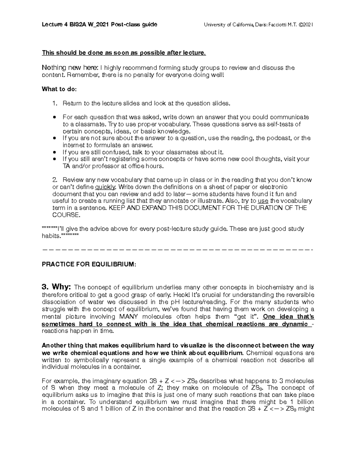 BIS2A - Lecture 4 Post-Study Guide - This should be done as soon as ...