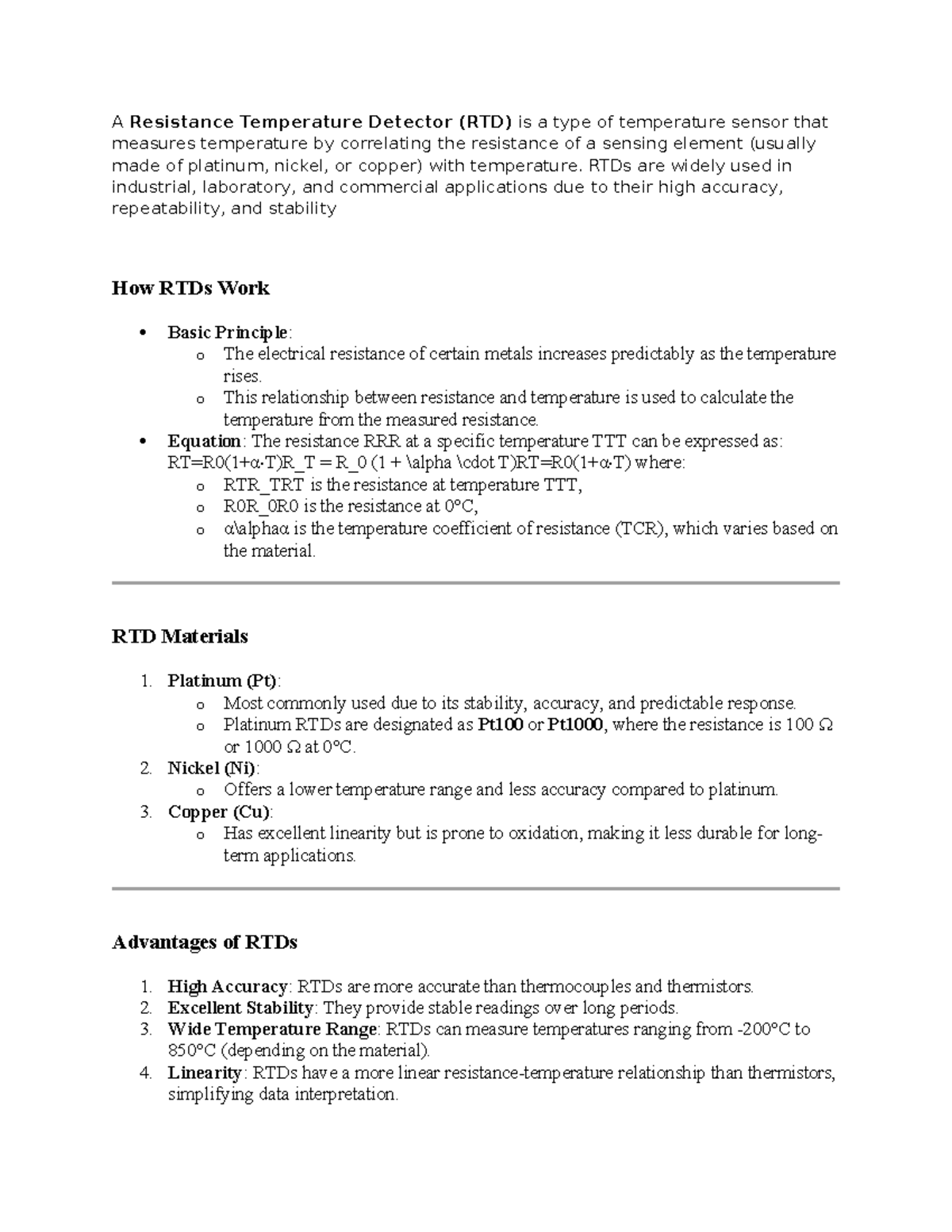 Rtd thuyết trình - gud - A Resistance Temperature Detector (RTD) is a ...