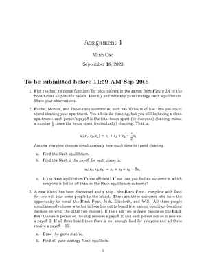 Assignment 5 - Homework 5 Minh Cao September 24, 2023 To be submitted ...