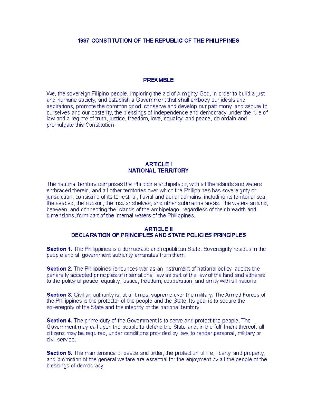 1987 Constitution OF THE Republic OF THE Philippines - 1987 ...