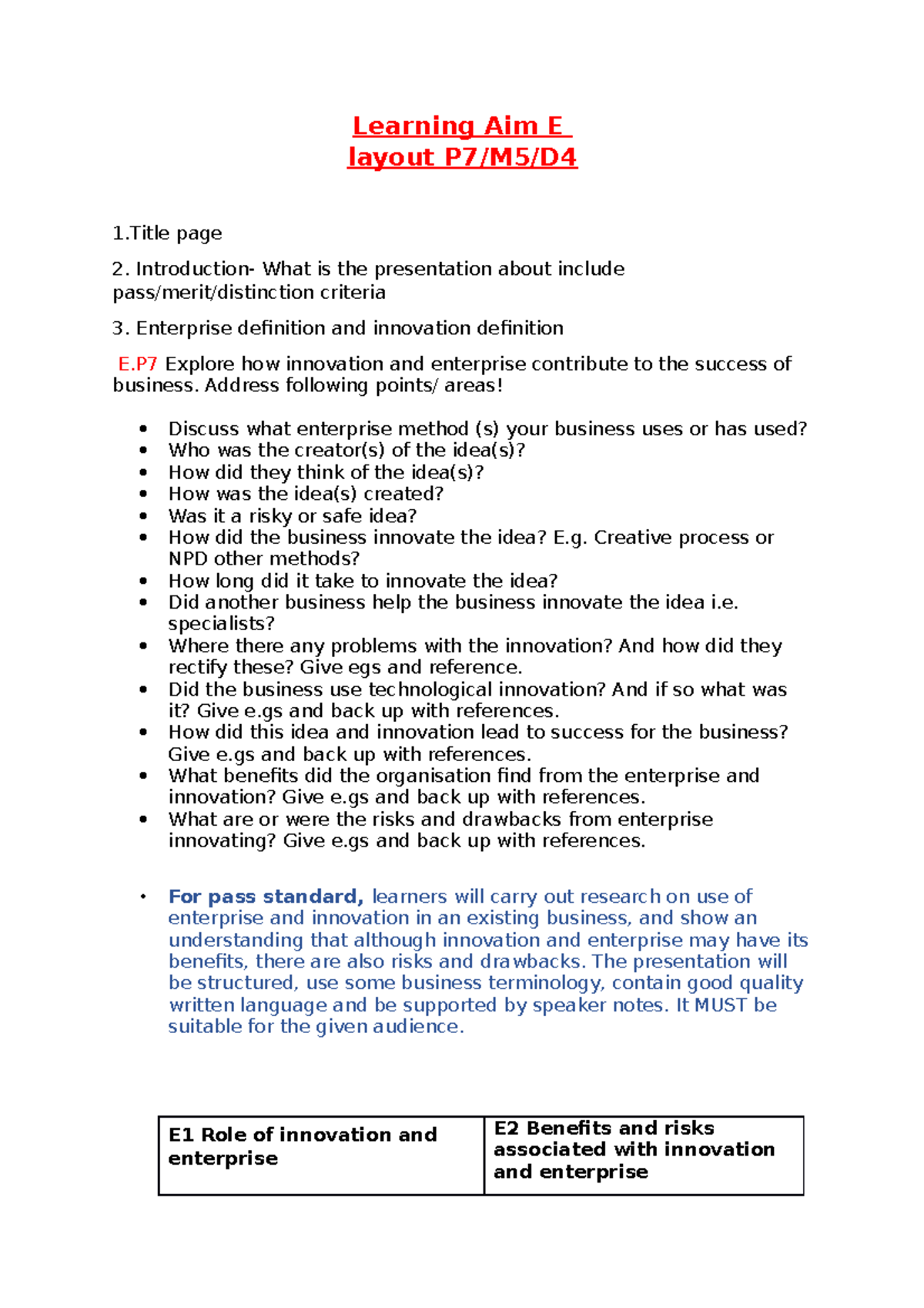 Learning Aim E layout new - Learning Aim E layout P7/M5/D 1 page ...