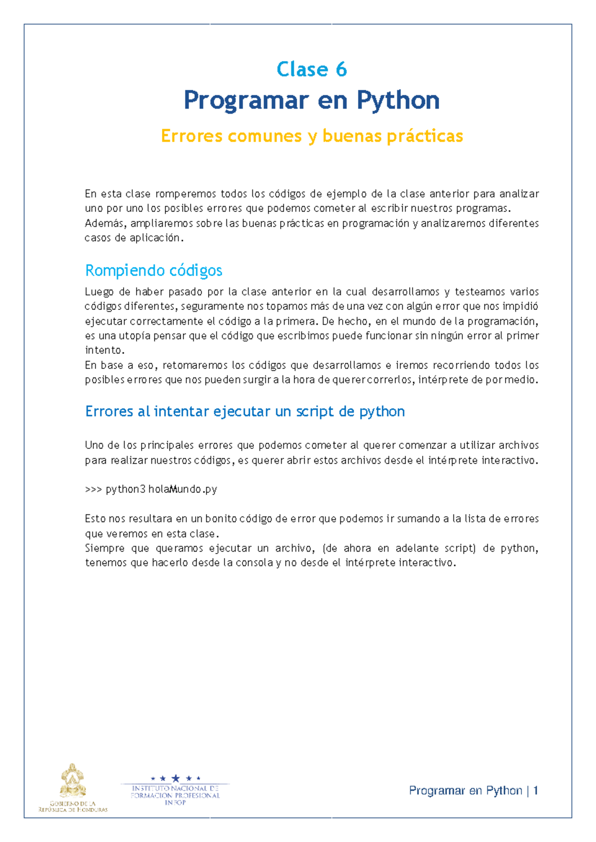 Clase 6 - Errores comunes y buenas prácticas - Clase 6 Programar en ...