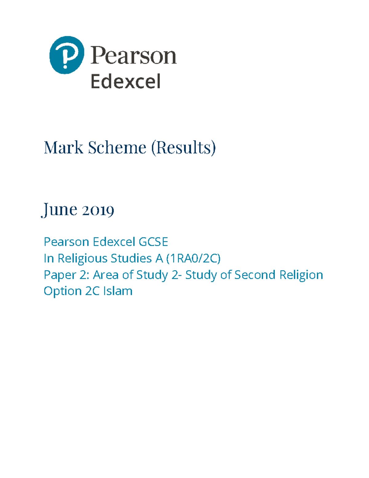 1RA0 2C rms 2019 0822 - Idk - Mark Scheme (Results) June 2019 Pearson ...